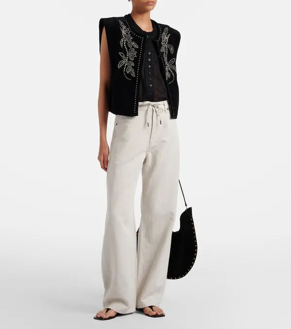 FRAME Off Duty Drawstring Wide-leg Jeans In Natural Ecru - Beige