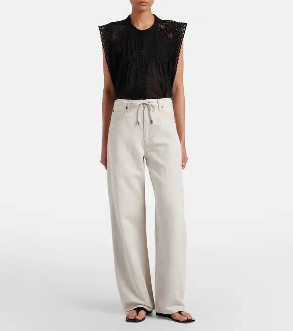 FRAME Off Duty Drawstring Wide-leg Jeans In Natural Ecru - Beige
