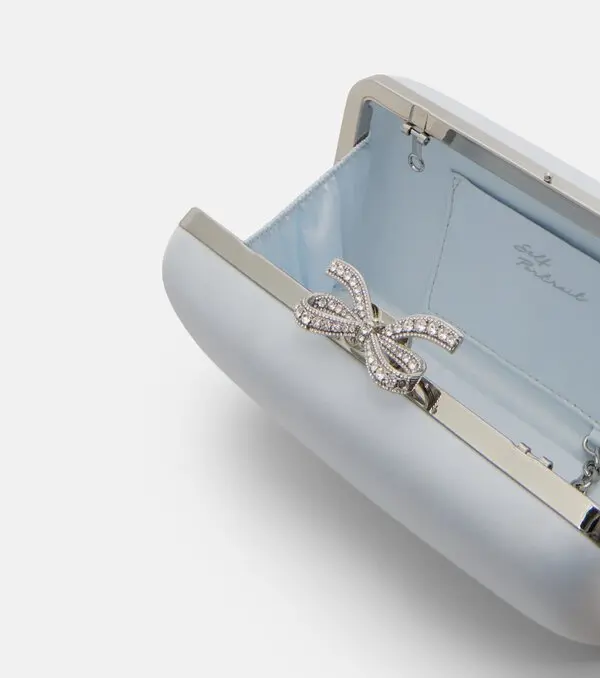 SELF-PORTRAIT Bow Embellished Satin Clutch