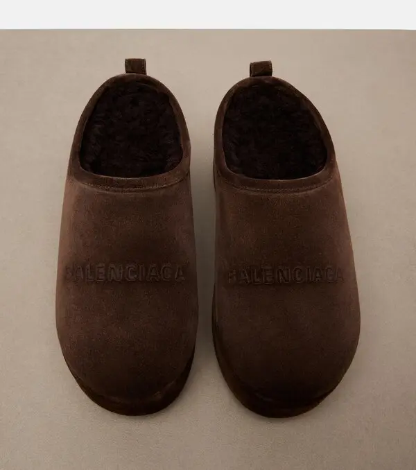 Balenciaga Alaska Suede Platform Mules - Brown