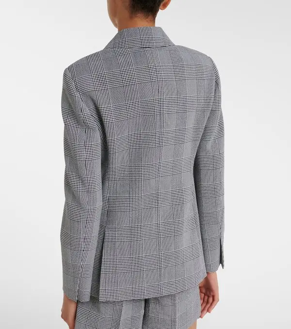 Max Mara Prince Of Wales Check Virgin Wool Blazer - Black