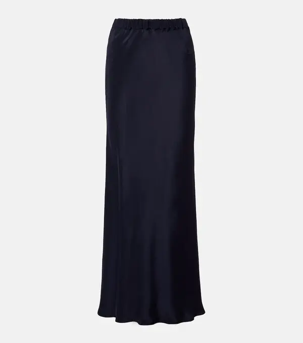 Max Mara Sospiro Silk Satin Maxi Skirt - Blue