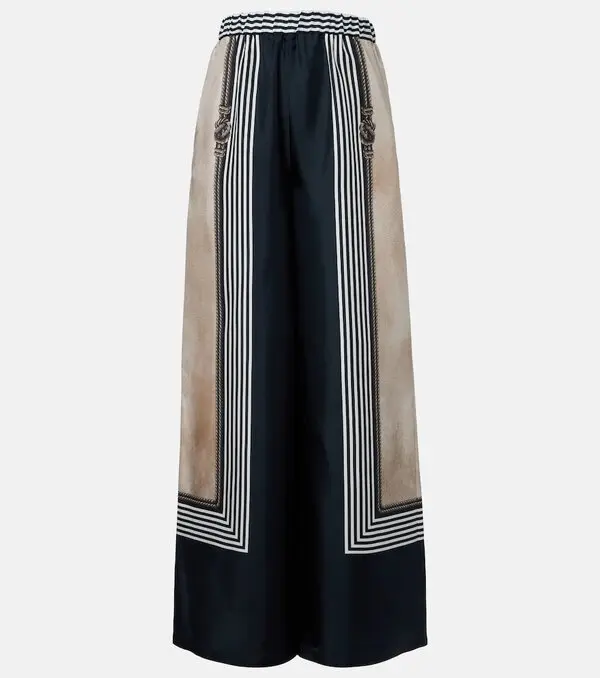 Max Mara Printed Silk Palazzo Pants
