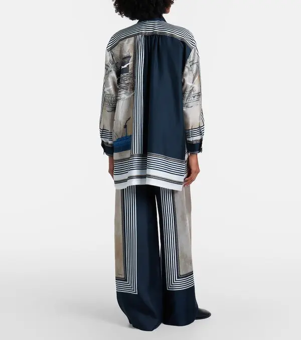 Max Mara Printed Silk Palazzo Pants
