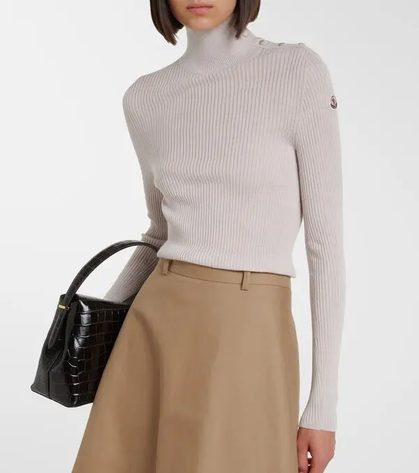 Moncler Virgin Wool Turtleneck Sweater - Beige