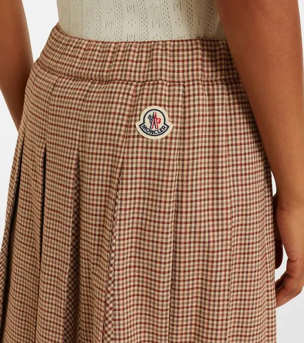 Moncler Checked Pleated Midi Skirt
