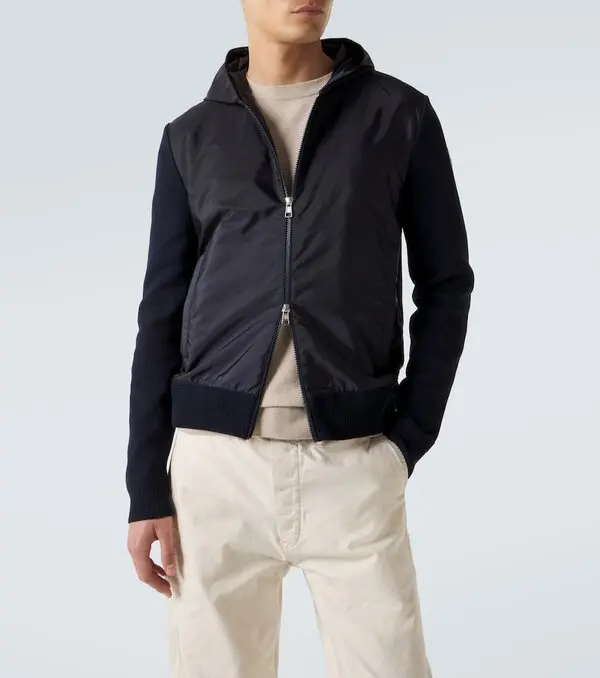 Moncler Tricot Hooded Cotton-blend Jacket