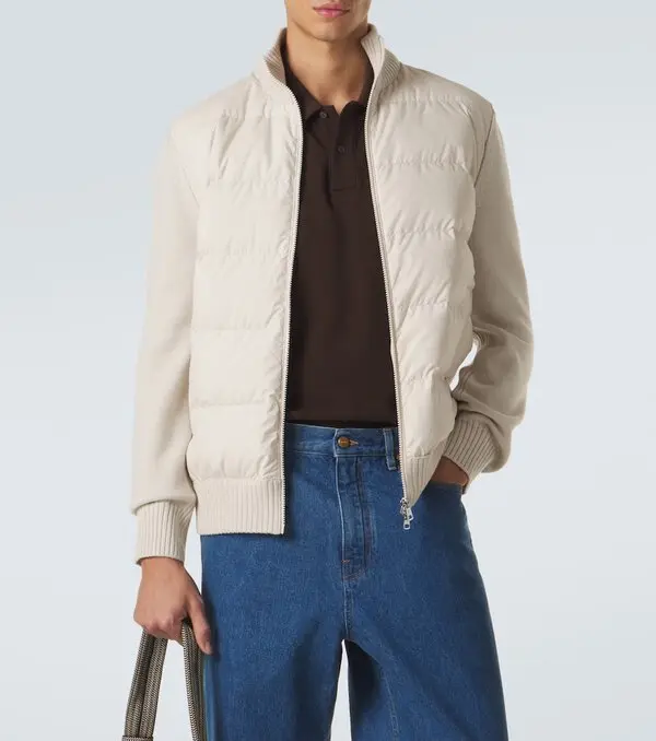 Moncler Tricot Down-paneled Virgin Wool Cardigan