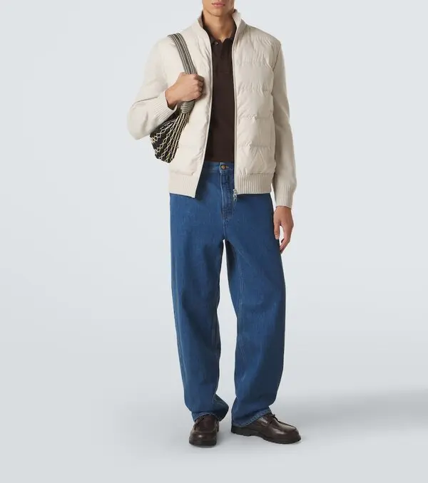 Moncler Tricot Down-paneled Virgin Wool Cardigan
