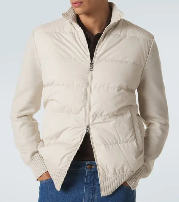 Moncler Tricot Down-paneled Virgin Wool Cardigan