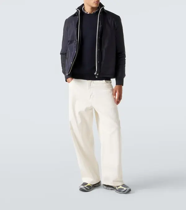 Moncler Logo Virgin Wool Crewneck Sweater - Blue