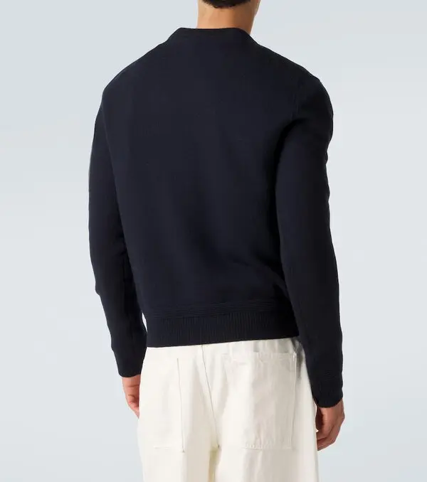 Moncler Logo Virgin Wool Crewneck Sweater - Blue