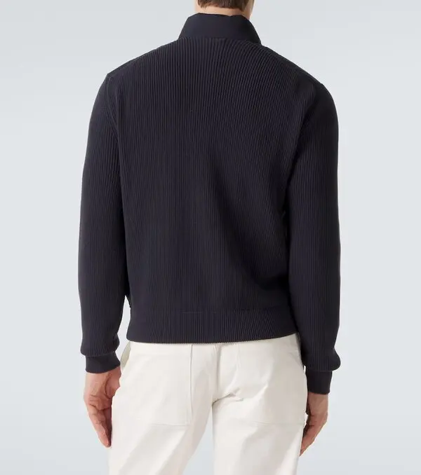 Moncler Down-paneled Cotton-blend Cardigan - Blue