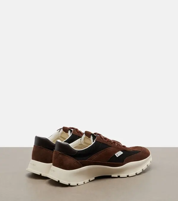 Prada Suede And Fabric Lace-up Sneakers - Brown