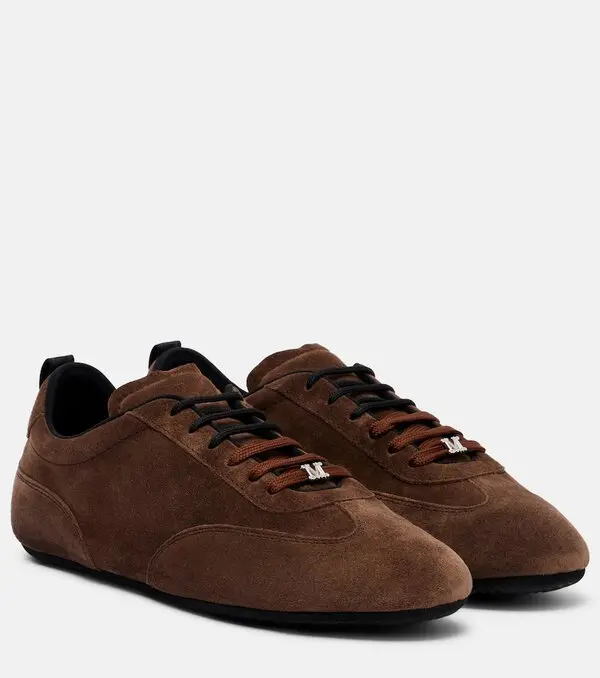Max Mara Suede Lace-up Sneakers - Brown
