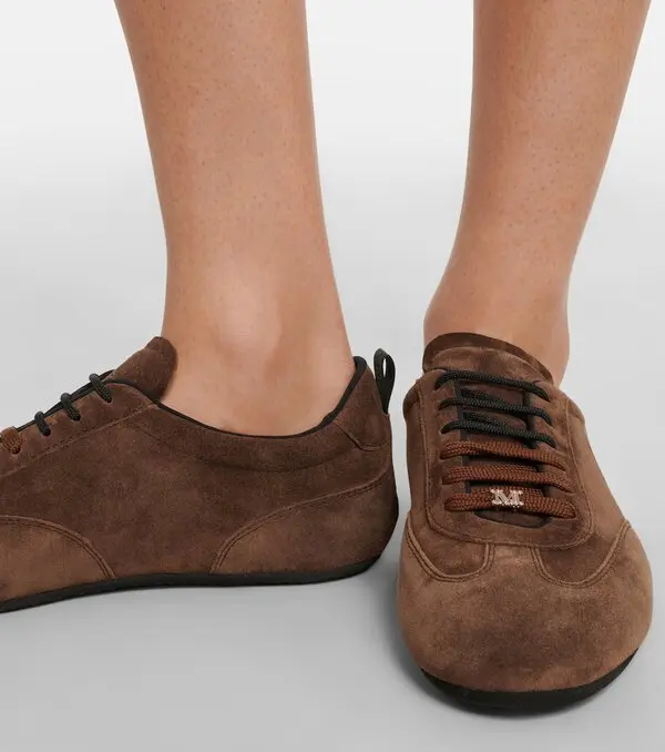 Max Mara Suede Lace-up Sneakers - Brown