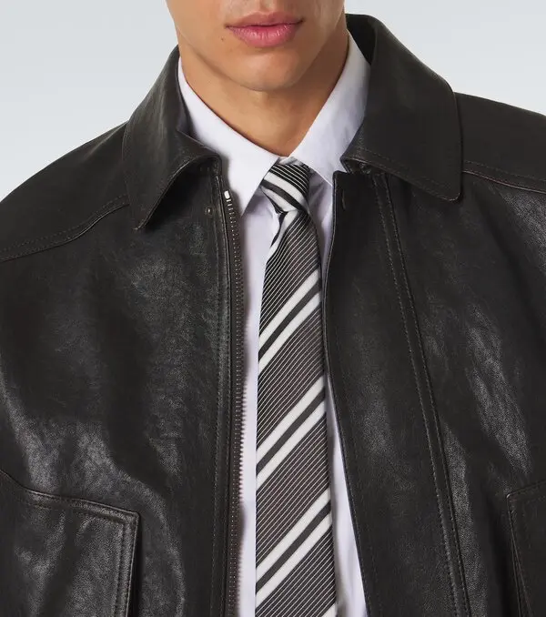 Saint Laurent Striped Silk Neck Tie