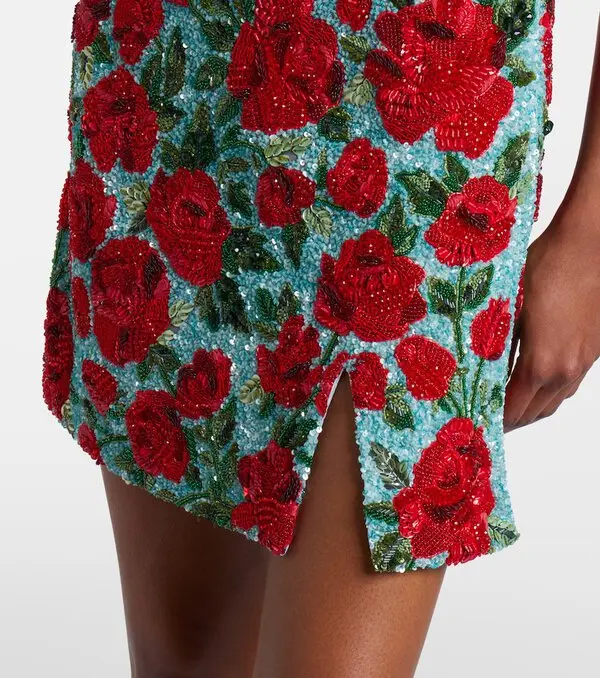 LA FUORI Embellished Floral Mini Dress