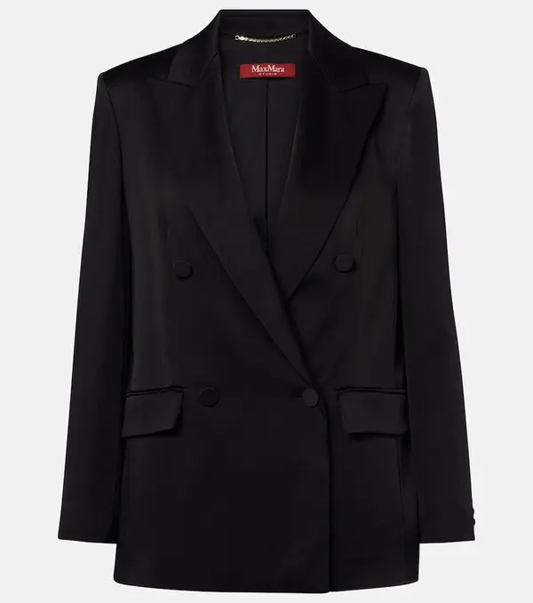 Max Mara Arca Double-breasted Satin Blazer - Black