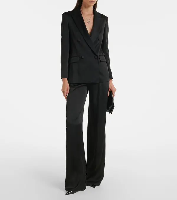 Max Mara Arca Double-breasted Satin Blazer - Black