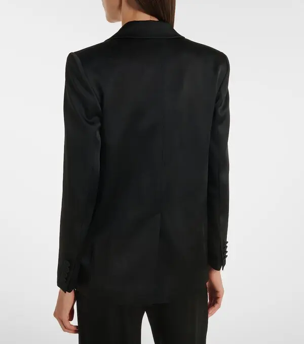 Max Mara Arca Double-breasted Satin Blazer - Black