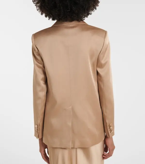 Max Mara Arca Satin Double-breasted Blazer - Gold