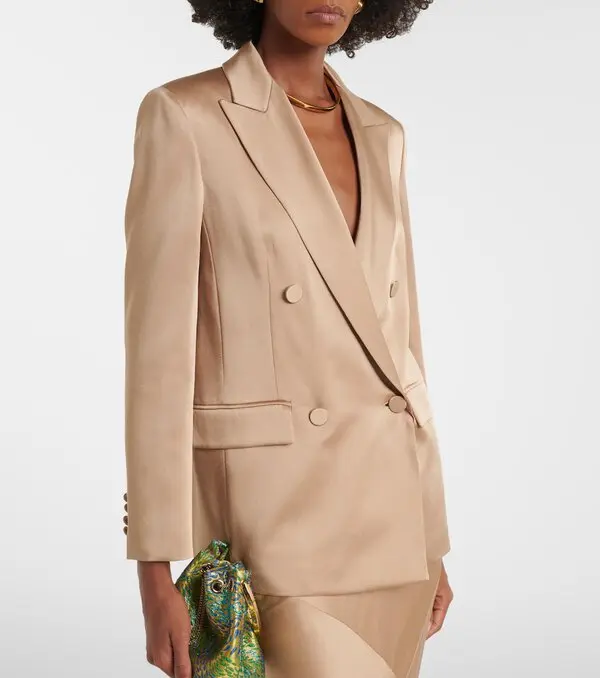 Max Mara Arca Satin Double-breasted Blazer - Gold
