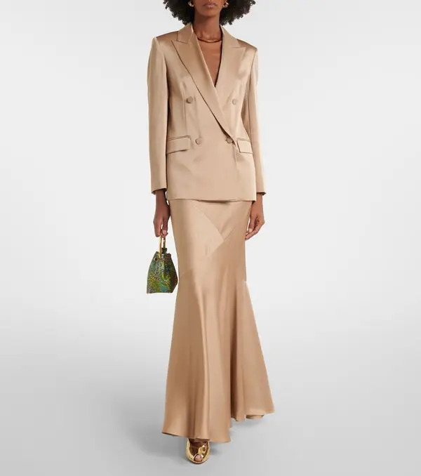 Max Mara Arca Satin Double-breasted Blazer - Gold