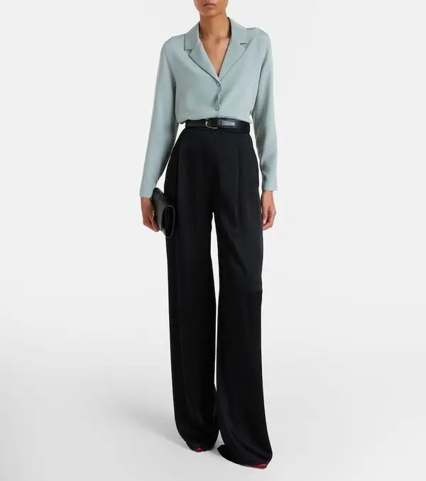 Max Mara Crepe Satin Wide-leg Pants