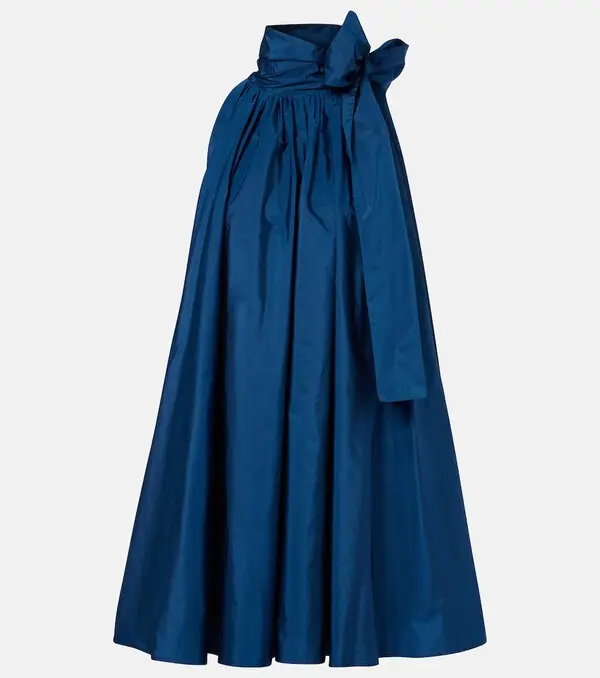 Max Mara Tie-neck Taffeta Minidress - Blue