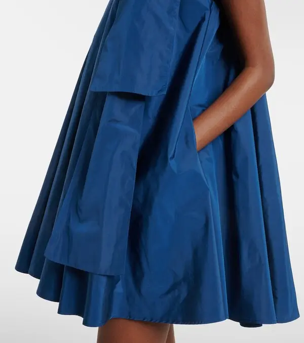 Max Mara Tie-neck Taffeta Minidress - Blue