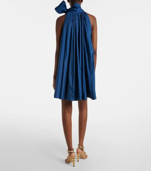 Max Mara Tie-neck Taffeta Minidress - Blue