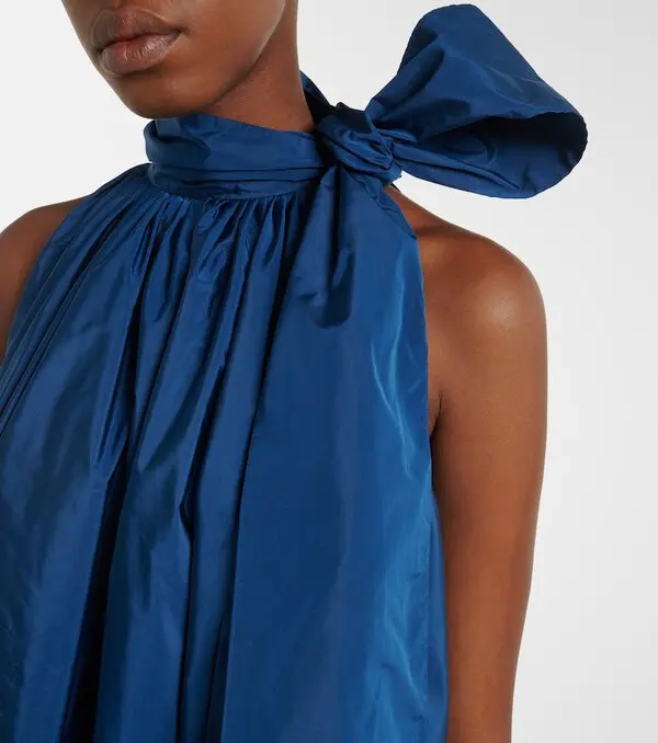Max Mara Tie-neck Taffeta Minidress - Blue