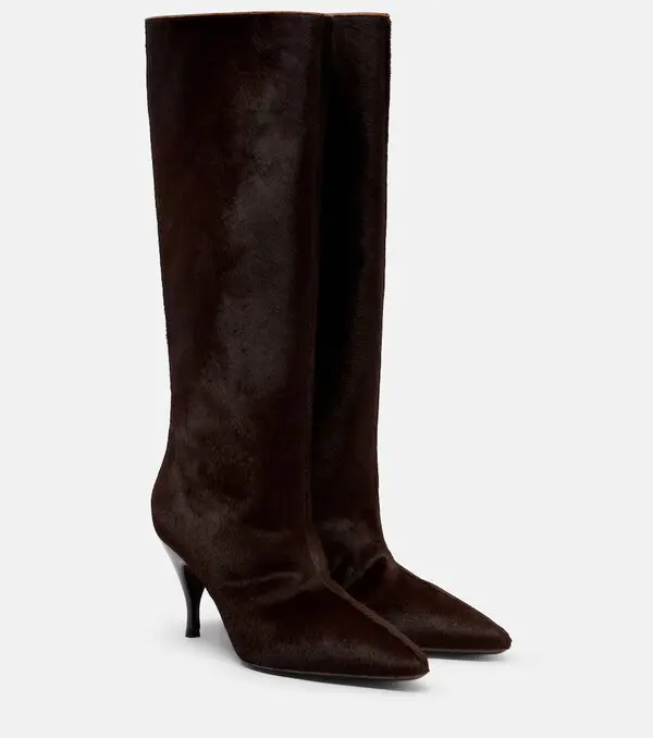 HERBERT LEVINE Silhouette Suede Knee-high Boots - Brown