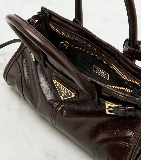 Prada Bonnie Mini Leather Top-handle Bag - Brown