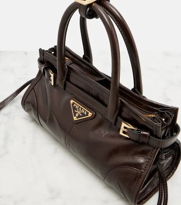 Prada Bonnie Mini Leather Top-handle Bag - Brown