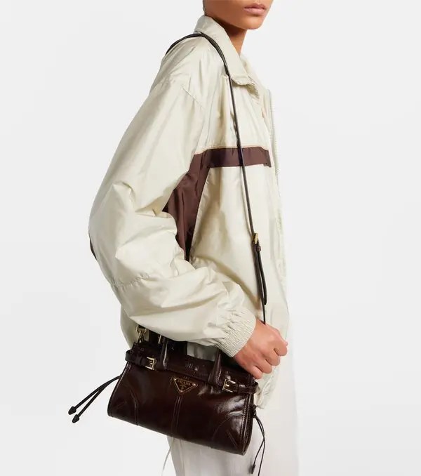 Prada Bonnie Mini Leather Top-handle Bag - Brown
