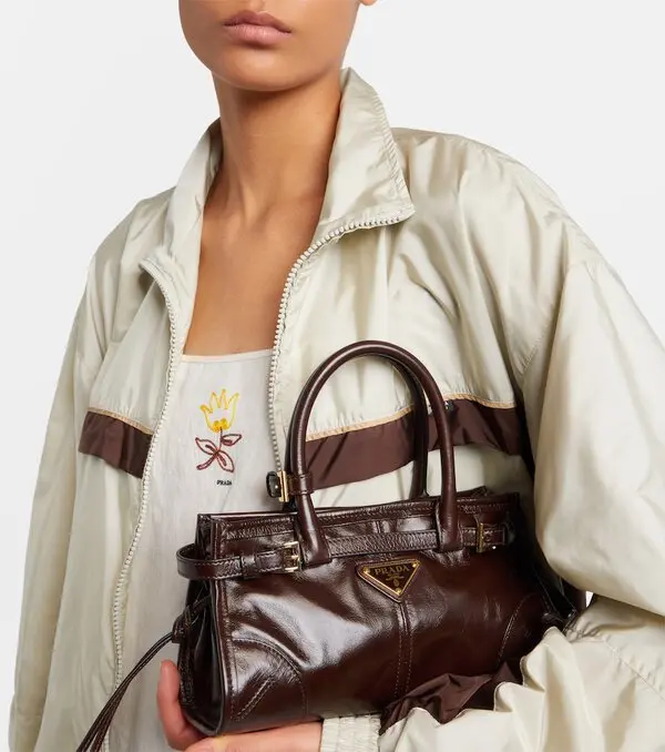 Prada Bonnie Mini Leather Top-handle Bag - Brown