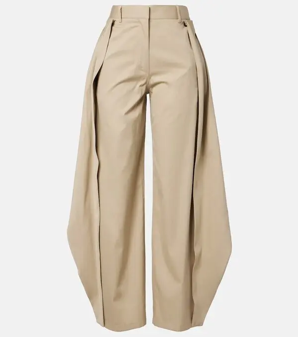 Loewe Cotton And Silk Gabardine Wide-leg Pants - Beige