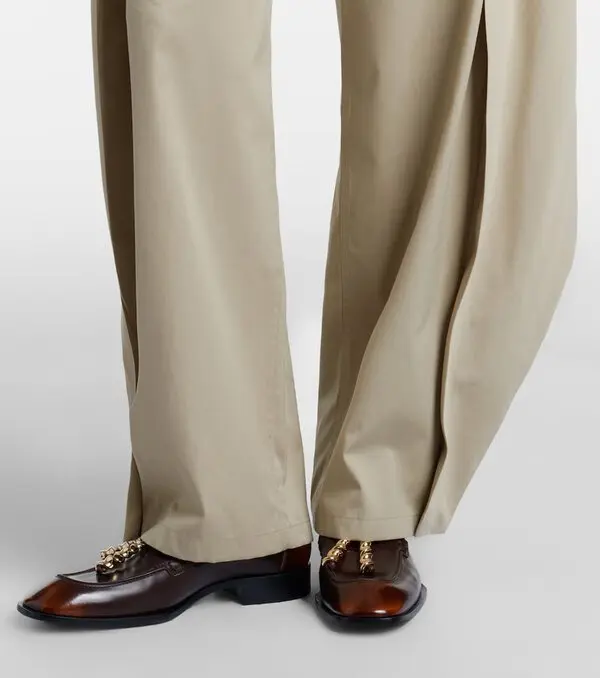 Loewe Cotton And Silk Gabardine Wide-leg Pants - Beige