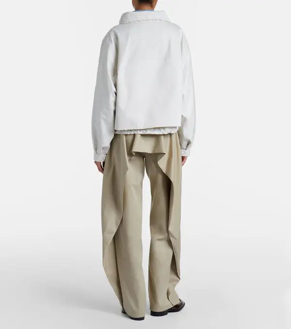 Loewe Cotton And Silk Gabardine Wide-leg Pants - Beige