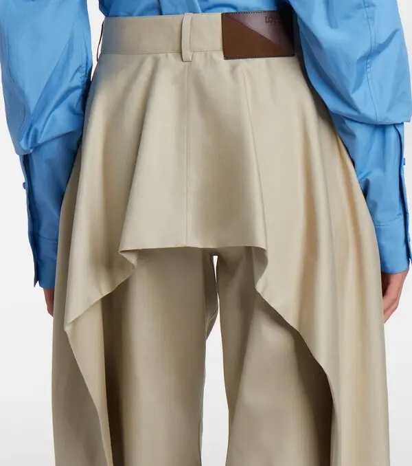 Loewe Cotton And Silk Gabardine Wide-leg Pants - Beige
