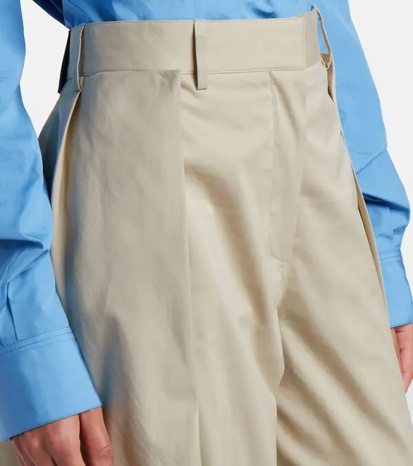Loewe Cotton And Silk Gabardine Wide-leg Pants - Beige