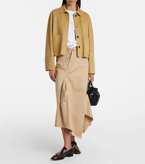 Loewe Asymmetric Cotton Midi Skirt