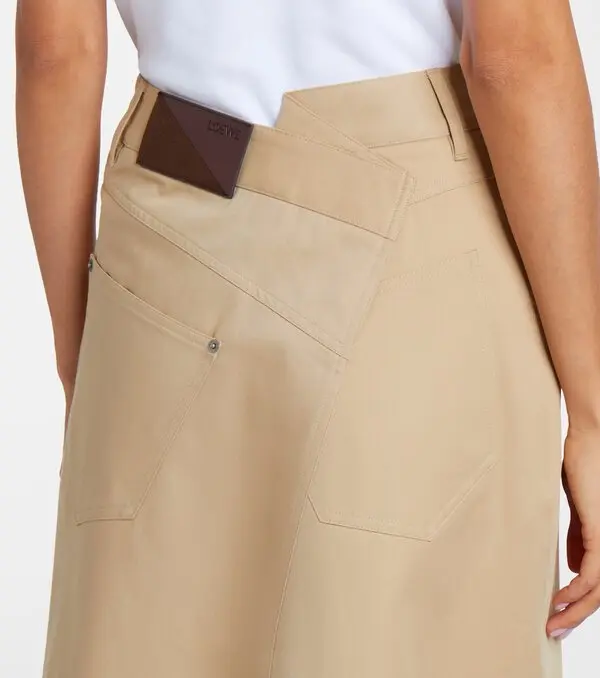 Loewe Asymmetric Cotton Midi Skirt