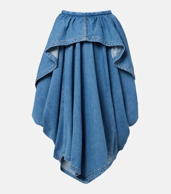 Loewe Asymmetrical Denim Midi Skirt - Blue