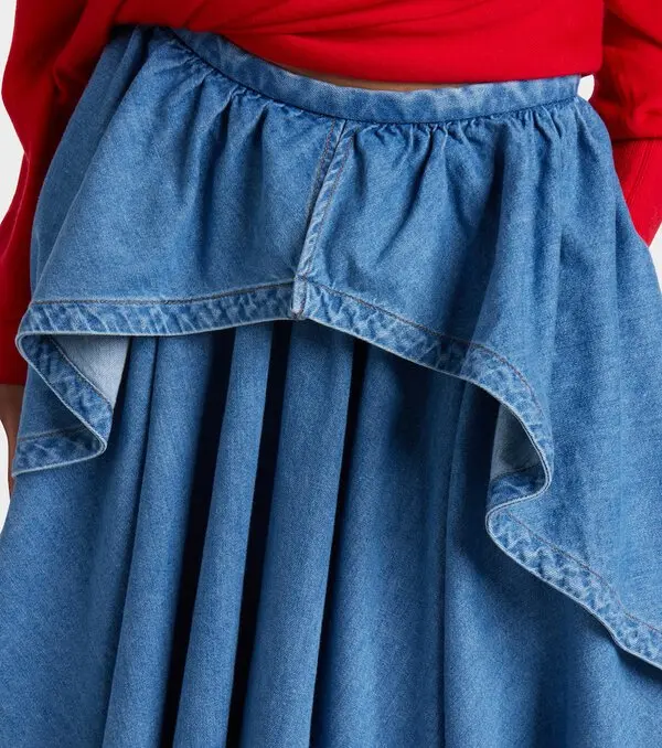 Loewe Asymmetrical Denim Midi Skirt