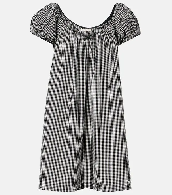 DÔEN Julia Gingham Cotton Poplin Minidress - Black
