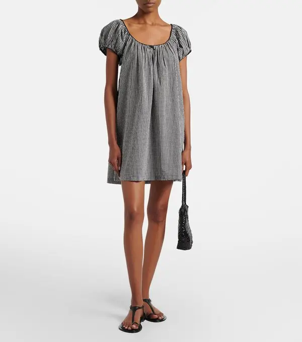 DÔEN Julia Gingham Cotton Poplin Minidress - Black
