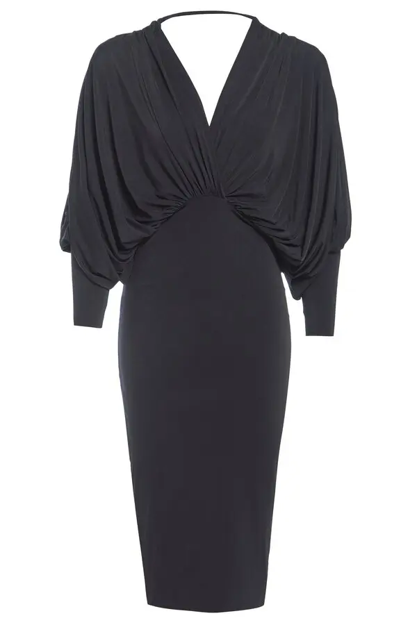 SARVIN Batwing Sleeve Midi Dress